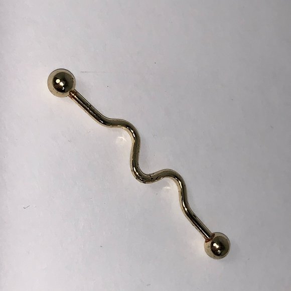 Jewelry | 14 Gauge Gold Industrial Bar Squiggly Design | Poshmark